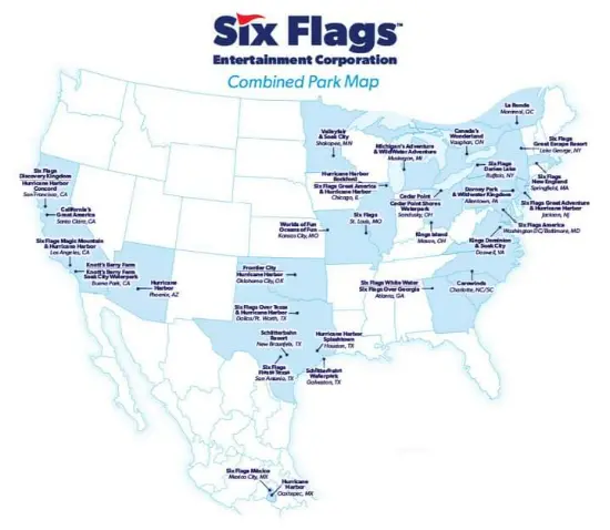 Mappa-Parchi-Six-Flags - Viaggio in USA .IT